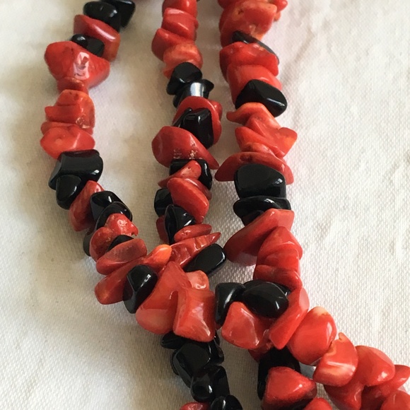 Jewelry | Handmade Stone Chip Necklace Black And Red | Poshmark